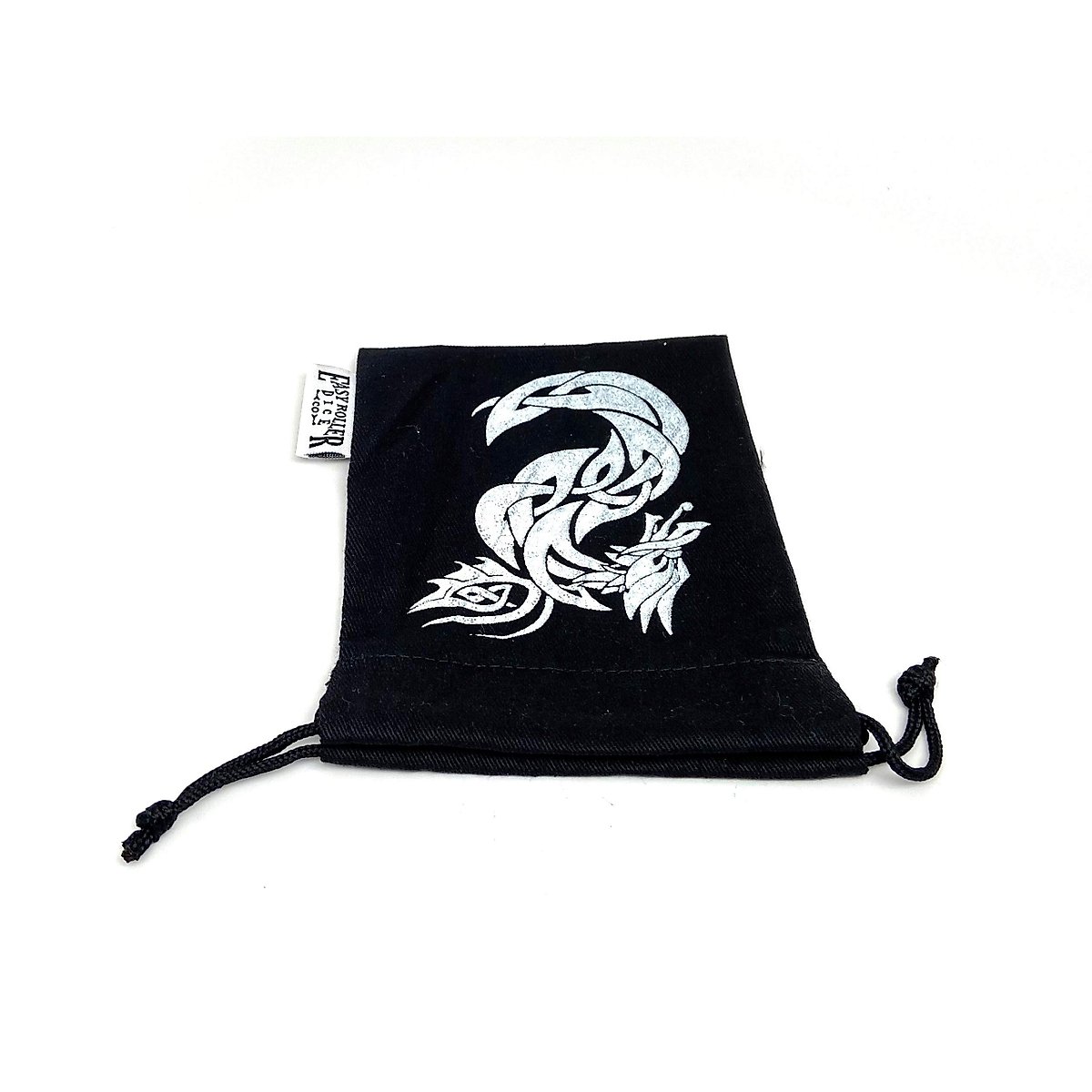 Small Twill Dice Bag - Holds Up To 40 Polyhedral Dice and Closes Tightly with Drawstring (Celtic Knot Dragon)