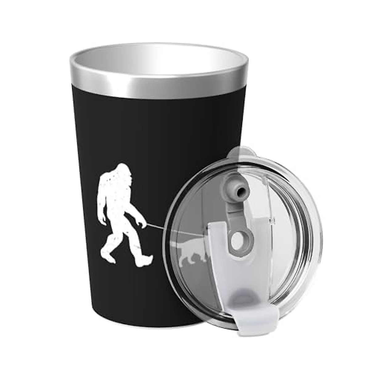 12oz Tumbler Funny Bigfoot And Dog Stainless Steel Cup With Straw And Lid Spill Proof Bulk Double Wall Vacuum Reusable Water Tumblers For Cold Hot Drink