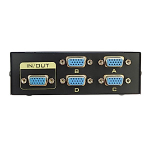 DEEIRAO VGA Switch Box, 4 Port 15 Pin Female (4 in 1 Out) Resolution up to 1920x1440 Signal Splitters for Electronic Apparatus PC Computer Monitor