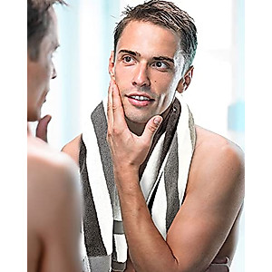 Jacquotha Quick Dry and Absorbent Hand Towels for Bathroom, Striped Hand Towel Set of 4 (Dark Grey & Light Grey 29” x 13”), Lightweight and Durable, 410 GSM