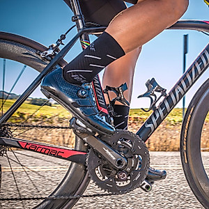 veloToze Cycling Sock - Active Compression with Merino Wool Blend - Black/Grey Small/Medium