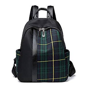 Mn&Sue Tartan Plaid Backpack Canvas Nylon Fashion Daypack Women Shoulder Purses Traval Daily Ruchsack