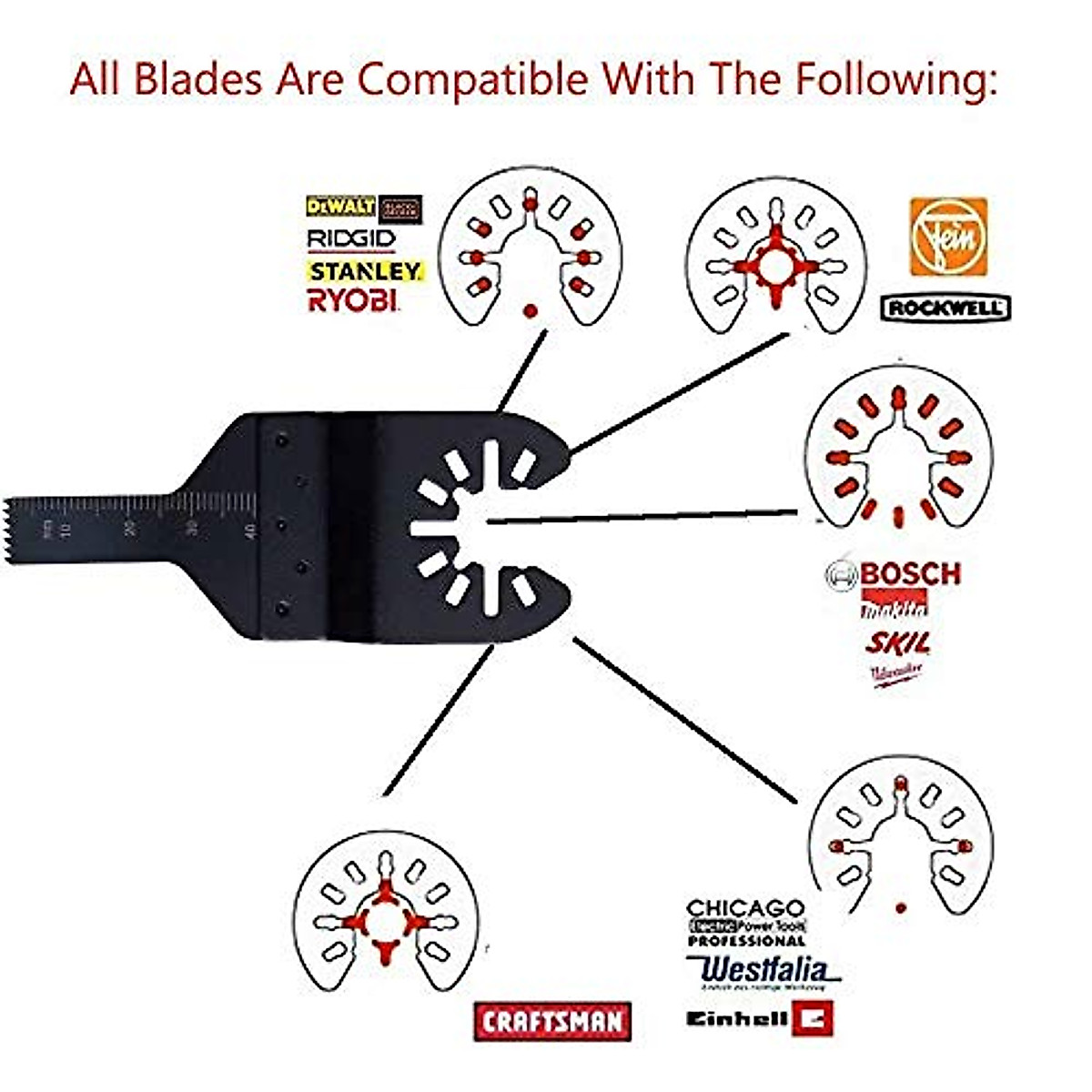 10 pcs Wood Metal Universal Quick Release Saw Blades Oscillating Multitool Blades for Fein Multimaster Porter Cable Black and Decker Genesis Dremel Craftsman Dewalt Chicago