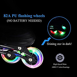 JeeFree 4 Size Adjustable Inline Skate for Kids,Children's Inline Skates with Light Up Wheel,Outdoor Illuminating Roller Blades Skates for Girls,Boys and Beginners