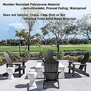 hOmeHua Adirondack Chair Set of 4, Adirondack Chair Weather Resistant with Cup Holder, Imitation Wood Stripes, Easy to Assemble, Outdoor Chair for Patio, Backyard Deck, Fire Pit & Lawn Porch - Black