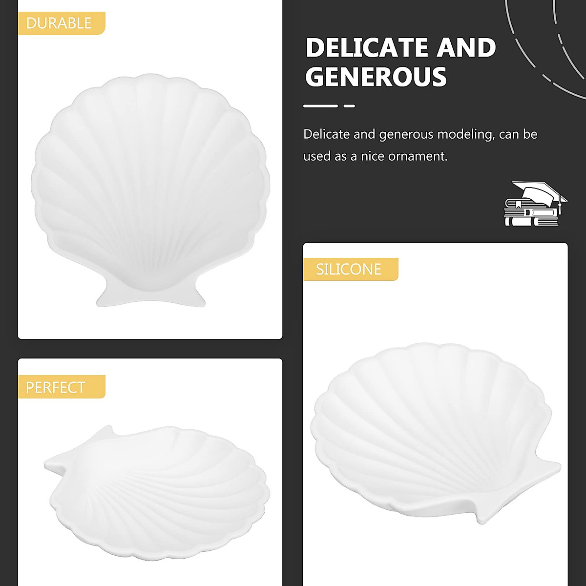 Cabilock Shell Trinket Tray Ornament Tray Clam Shell Jewelry Dish Ceramic Jewelry Tray Ceramic Ring Holder Bracelet Holder Earring Holder Engagement Trinket Tray Dining Room Table Decor