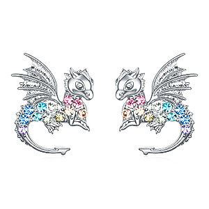 Dragon Stud Earrings for Women,Animal Dragon Earrings Gifts Jewelry for Girls (Stud Dragon)