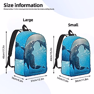 VGFJHNDF winter the dolphin print Canvas Backpack,Durable Canvas Backpack for Any Adventure
