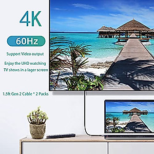 Short USB C to USB C Cable (1.5ft 2 Packs), 3.1 Gen 2 10Gbps 100W 4K USB C Video High Speed Data Transfer Fast Charging Cord Compatibile with Samsung Galaxy T5 LaCie SSD, MacBook, Display Monitor