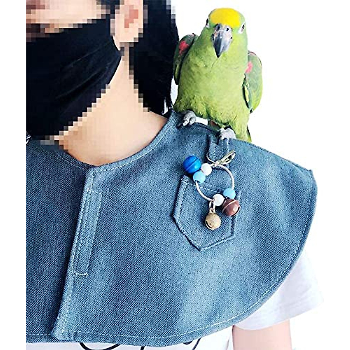 Parrot Anti-Scratch Shoulder Protector Multi-Purpose Bird Shoulder Shawl Bird Diaper Pad for Parakeets Cockatiels Conures Macaws Finches Lovebird Hang Bird Anklet & Toys (Shoulder Protector-Blue)