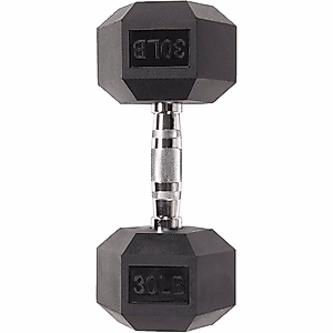 Fitvids Sporzon! Rubber Encased Hex Dumbbell, Single, Black