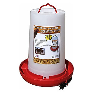 Farm Innovators Model HPF-100 "All-Seasons" Heated Plastic Poultry Fountain For Chicken, 3 Gallon, Red/White, 100-Watt