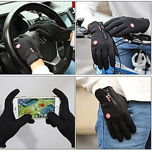 FOXLVDA Winter Warm Gloves for Men and Women, with Light Touchscreen Texting Fingers, Windproof and Waterproof Glove, for Outdoor Exercise, Cycling, Driving, Golf, Fishing (Black, X-Large)