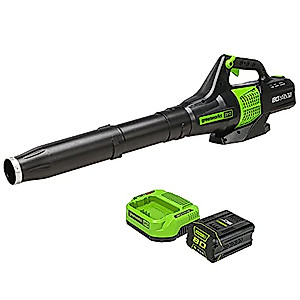 Greenworks 80V (150 MPH / 500 CFM / 75+ Compatible Tools) Cordless Axial Leaf Blower, 2.0Ah Battery and Charger Included