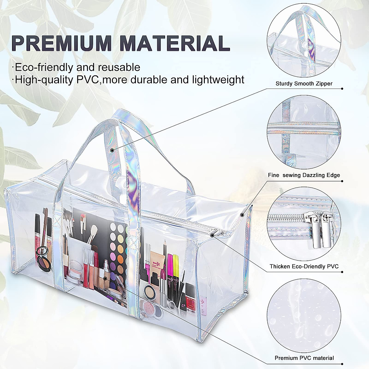 Clear PVC Travel Makeup Toiletry Storage Bag Large Capacity Plastic Tote Bag Cosmetic Clothes Organizer Bag for Men and Women