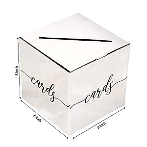 Silvery Card Box – 8”*8”*8” Gift Or Money Box Holder for Wedding,Baby or Bridal Shower,Birthday, Graduation,Engagement, Party Favor, Decorations, 1 Set(hezi-B022)
