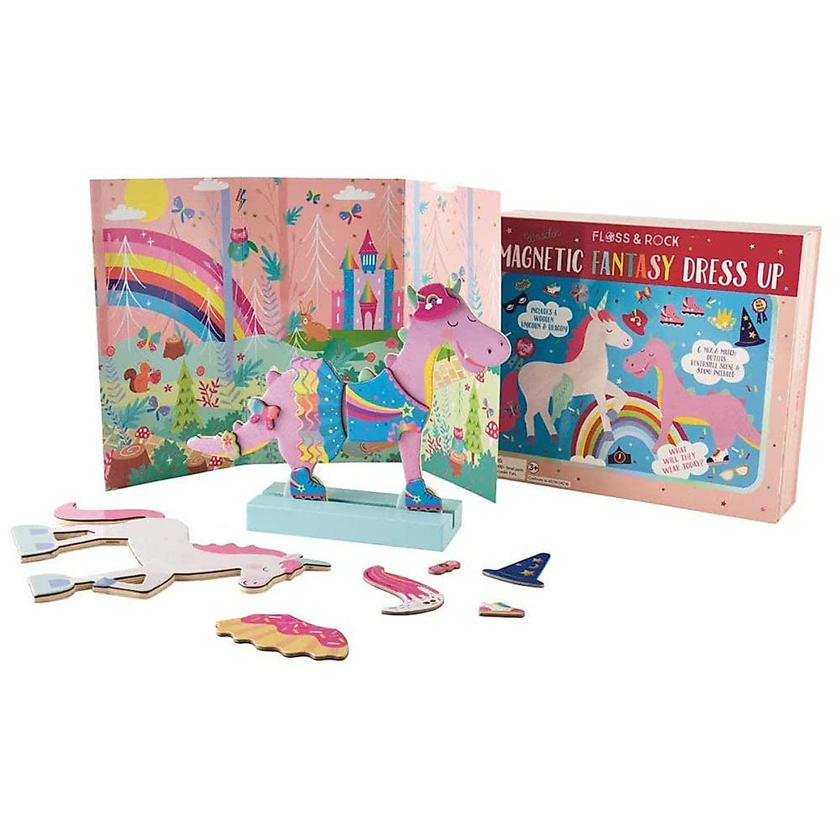 Floss & Rock 40P3550 Wooden Fantasy Dress Up Pets Magnetic Toy, Multicolor