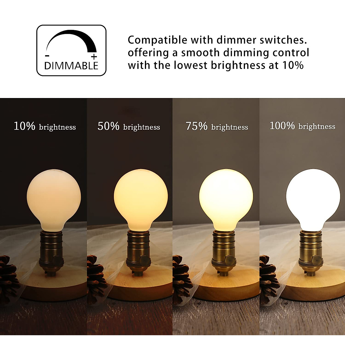 6 Pack G25 Globe LED Light Bulbs, Dimmable LED Edison Bulbs 5W Equivalent 40 Watt, Warm White 2700K, 450LM, E26 Base, Milky LED Filament Bulbs for Bedroom Makeup Mirror Lights Led Bathroom Lights