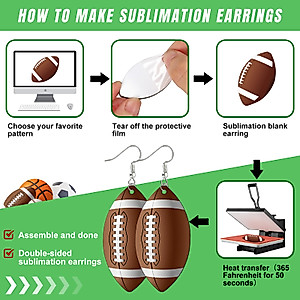 Whaline 54Pcs Sublimation Blank Football Helmet Shirt Earrings Bulk Heat Transfer Sublimation MDF Earrings with Earring Hooks and Jump Rings for Women Jewelry DIY Crafts Making Supplies