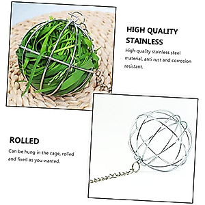Balacoo 3 Pcs Rabbit Grass Ball Bop It Toy Chinchilla Hay Parrot Toys Guinea Pig Hay Rack Hanging Hay Manger Hay Food Bin Feeder Pet Toy Feed Dispenser Toy Hamster Toy Chicken Metal Silver