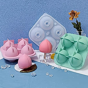 For Creative 4 Cells Peach Ice Cube Moulds With Lid Silicone Material Ice Tray Mold Ice Boxes Home Made Quick-fre Ice Cube Maker Machine