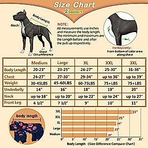 LovinPet Big Dogs Breeds Jammies, Wound Care/Post Surgery clothes, Pet Anxiety Relief for Dogs, Lightweight stretchy, Large Breed Dog Pajamas, Reflective Stripe, Floral Navy & Red Print, Pet Pj's /2XL