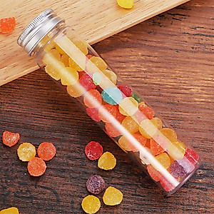 Haawooky 18 Pack 115 ml Clear Plastic Test Tubes with Screw Caps Flat-Bottomed Bath Salt Containers,Candy Containers for Wedding Party Christmas Décor