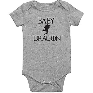 Baby Dragon/Game of Thrones Inspired Baby Onesie/Unisex Shirt Sleeved 0-24mo Infant Bodysuit (Grey, 0-3 Months US)