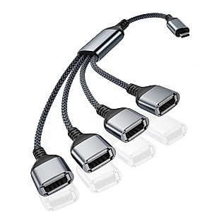 Basesailor USB C Male to Four USB Female Cable Adapter 1FT,Thunderbolt 3 to 4 Type A 2.0 Port Splitter Dongle Cord Converter Connector Multiple Multi Hub for iMac,MacBook,iPad Pro Air 4 5,PC Laptop