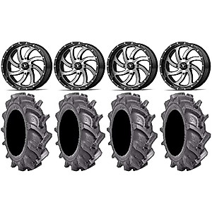 Bundle - 9 Items: MSA Mach Switch 18" Wheels 33" BKT AT 171 Tires [4x137 Bolt Pattern 12mmx1.5 Lug Kit]