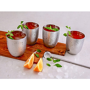 Vinod 12 OZ Premium Stainless Steel Glass, Set of 4 Water Drinking Cups, Premium Metal Cups, Drinking Wine Glasses for Milk, Juice, Beer, Whisky, Alcohol, Reusable, 12 Ounce Cups