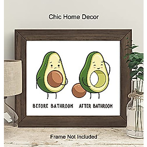 Funny Cute Bathroom Wall Art Sign for Women, Men, Kids Bath, Powder Room, Restroom - Unique Original Powder Room Or Guest Bathroom Decor, Home Decoration - 8x10 UNFRAMED Poster Print Artwork
