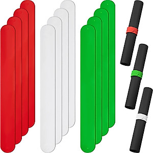 Holiday Red and Green Silicone-Covered Metal Strips - Wrapping Paper Holder and Poster Stabilizer Slap Bands, 24 Pieces