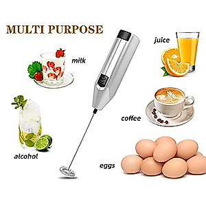 YHT Milk Frother Handheld, Electric Battery Operated Coffee Whisk, Stainless Steel Drink Frappe Mixer, Original Foam Maker, Mini Low Noise Blender for Cappuccino Hot Chocolate Matcha Latte