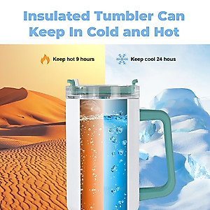 sweet grain 40 oz Sublimation Tumbler with Handle 12 Pack Sublimation Tumblers Blanks Bulk Leak-proof Lid and Straw Insulated Stainless Steel Travel Mug Keeps Cold for 34 Hours (Black)