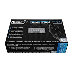 PermaSafe HD Industrial Strength, Nitrile Disposable Gloves, 6+ Mil, Latex Free, Raised Diamond Texture, Mechanic’s Gloves (Medium, Box of 100)