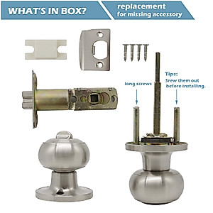 Gobrico 6 Pack Bathroom Bedroom Door Knobs Hardware, Round Privacy Knobs Locksets Interior Door Handles, Satin Nickel Finished, Stainless Steel Doorknob Bulk Pack