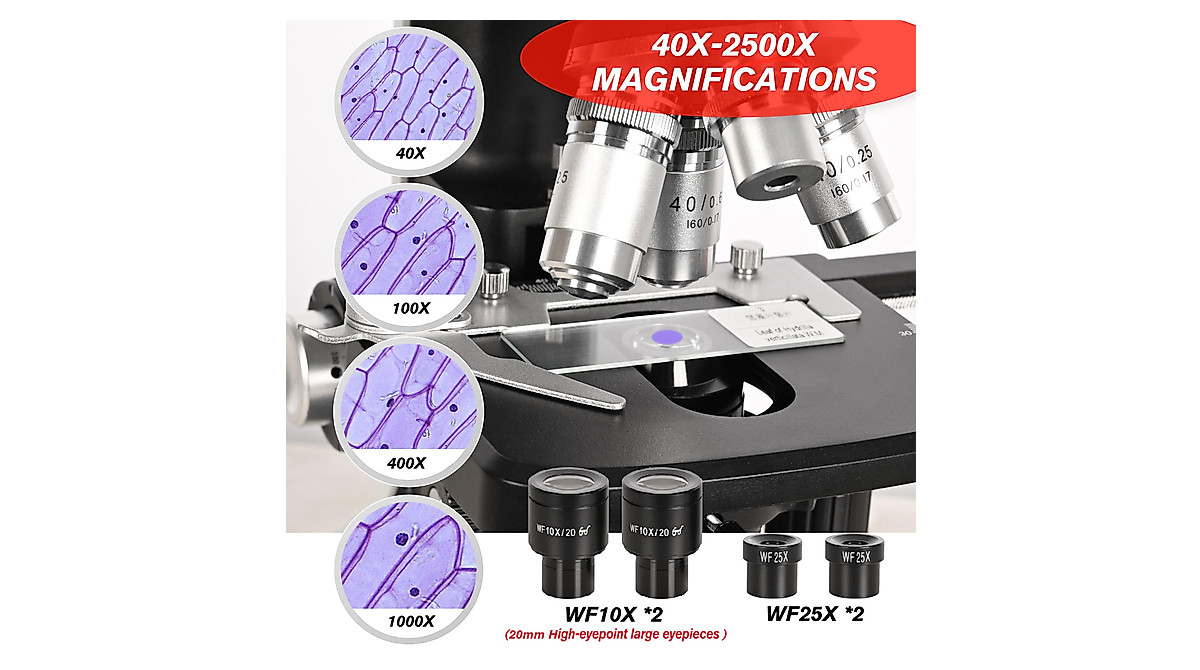 HSL 40X-2500X Compound Microscope - Professional & Versatile