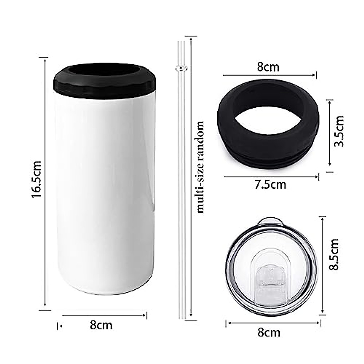 ZREGGUR 25packs 16Oz sublimation Blank tumblers Skinny 4 in 1 Can Cooler with straw and lid Stainless Steel Insulated Can Holder,Can Coozie, Works With Slim Can,Standard Cans,Beer Bottles