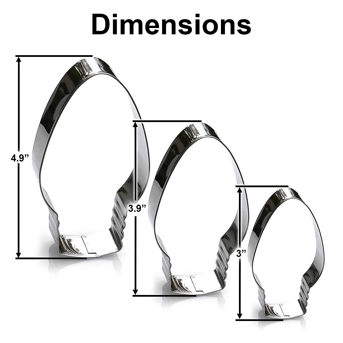 Christmas Light Bulb Cookie Cutter 3 Piece Set, Premium Food-Grade Stainless Steel, Dishwasher Safe (Light Bulb 3 Piece)