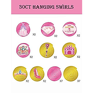 JHkim Princess Party Decorations, 30 CT Princess Birthday Party Supplies for Baby Shower Decorations, Princess Theme Birthday Party