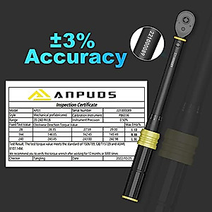 ANPUDS 1/4 Inch Drive Click Torque Wrench, 20-240 in.lb/2.3-27.1 Nm, Small Bike Torque Wrench, Lightweight 72-Tooth Dual-Direction Inch Pound Torque Wrench, MTB Mountain Road Bicycle Maintenance Tool