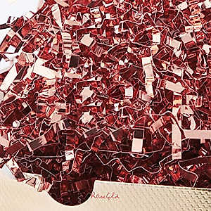 ROSEGLD 0.5 LB Crinkle Cut Paper Shred Filler Rose Gold Metallic for Packing and Filling Gift Baskets, Crinkle Paper for Gift Wrapping