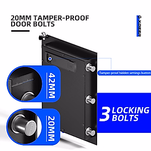 XDeer CS42 Biometric Gun Safe Lock Box - (1.69 Cubic Feet) Quick-Access Security Safe with Fingerprint Scanner, Gun Rack, and Steel Construction for Home, Office