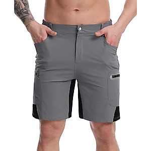 Surenow Men's Hiking Cargo Shorts Lightweight Quick-Dry Shorts Summer Outdoor Fishing Shorts Camping Travel Shorts for Men Grey
