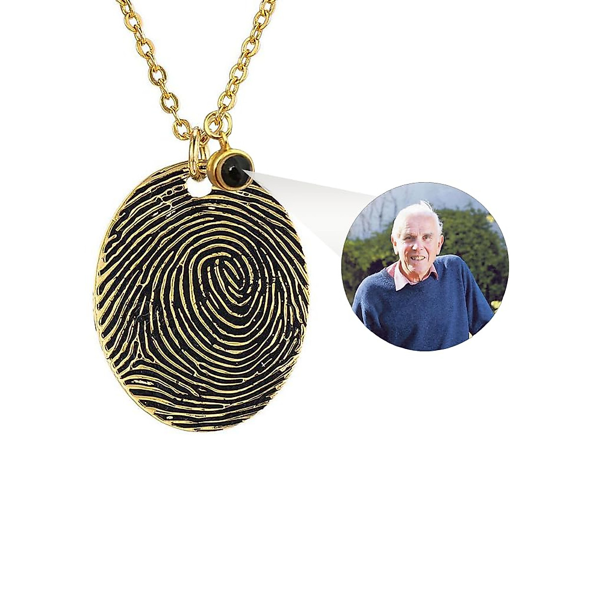 U ZERO Custom Actual Fingerprint Necklace Handwriting Text Engraved Necklace Personalized Memorial Gift