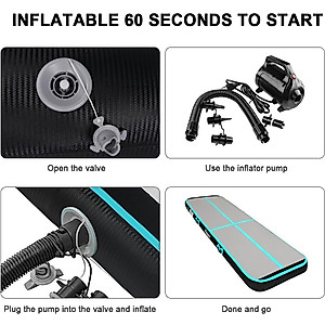 Inflatable Air Gymnastics Mat Gymnastics Track Training Mats Yoga Floor Cheerleading Landing Taekwondo Training Kungfu Exercise Mats with Electric Air Pump for Home Gymnasium Beach Park and Water Use