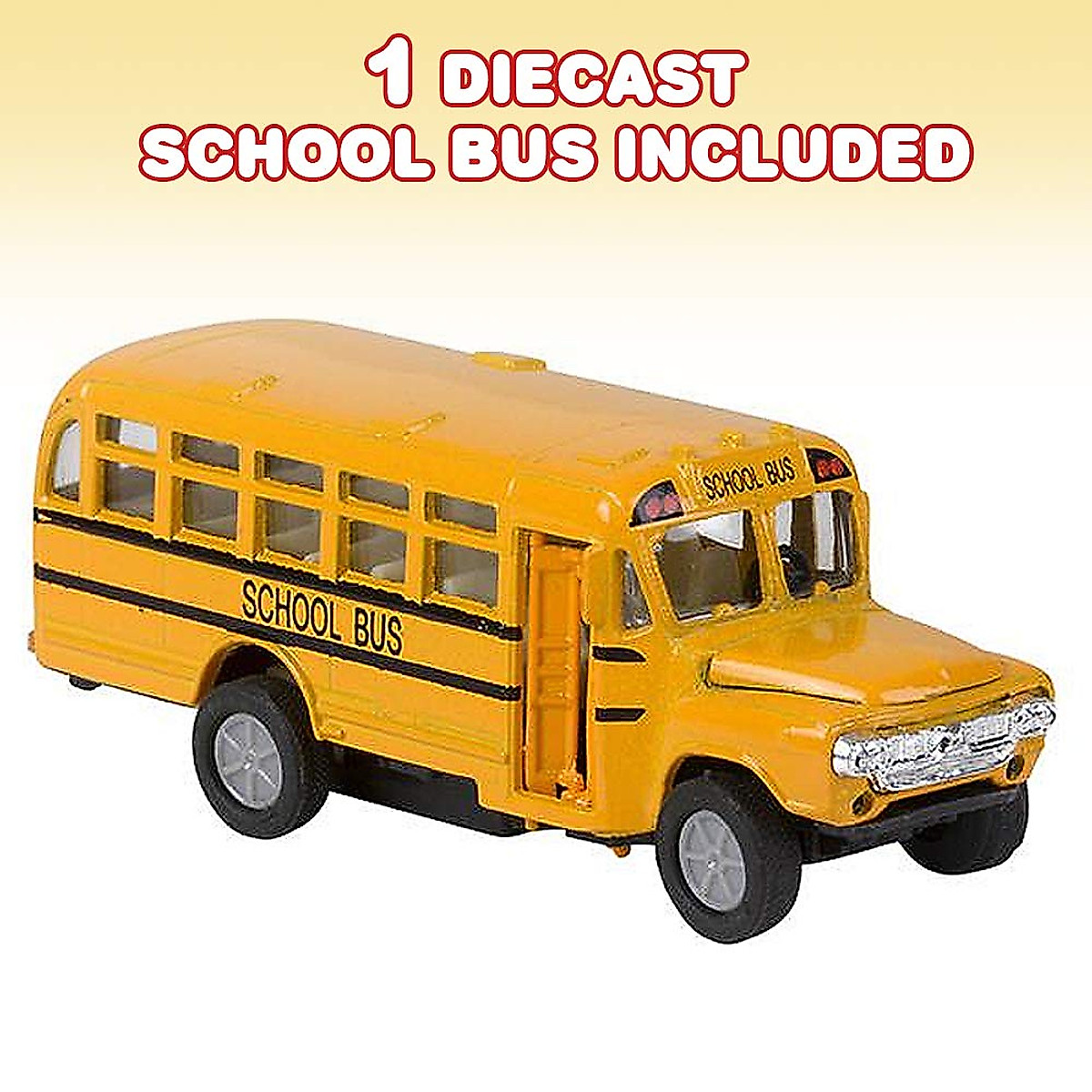 ArtCreativity Diecast Yellow School Bus for Kids, 4.75 Inch Classic School Bus Toy with Pullback Mechanism, Durable Diecast Metal, Party Favors, Best Birthday Gift for Boys and Girls