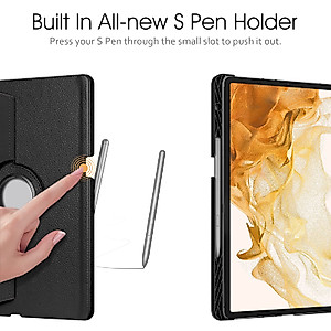 Fintie Rotating Case for Samsung Galaxy Tab S8 Plus 2022/S7 FE 2021/S7 Plus 2020 12.4 Inch with S Pen Holder, 360 Degree Swiveling Stand Cover Auto Sleep/Wake, Black