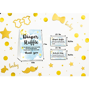 Baby Shower Cards Kit,Moon and Stars Set of 25 Baby Shower Invitations with Envelopes, Book Request Cards for Baby Shower,Sleepover Themed Baby Shower Party Favor Decoration(14)